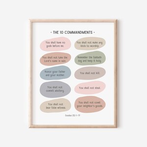 The Ten Commandments Poster, Pastel Christian Poster for Kids, Bible ...