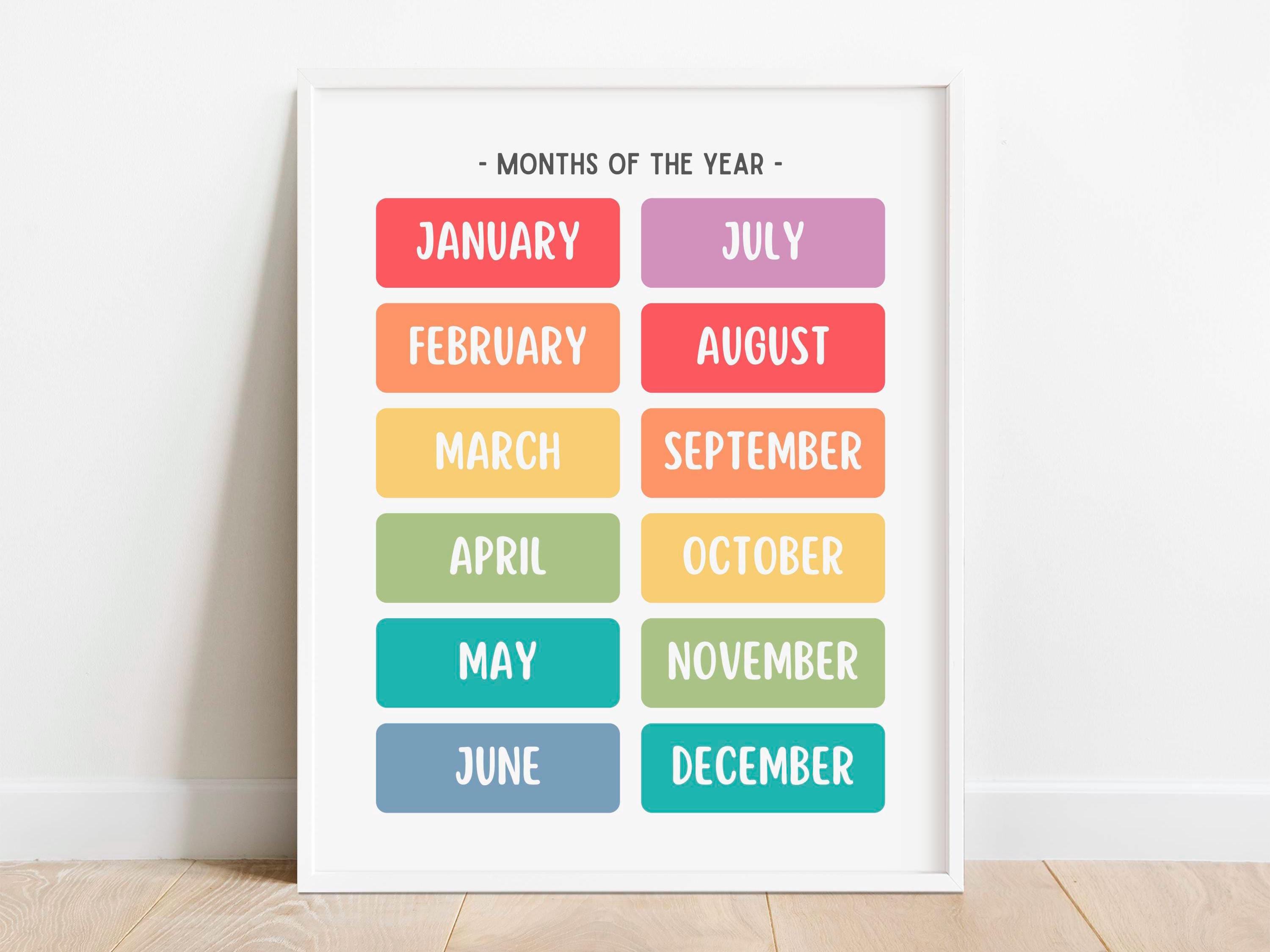 Rainbow Months of the Year Print, Educational Wall Art, Homeschool ...