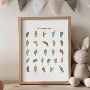 Sign Language Alphabet Muted Rainbow Print, Learn to Sign ASL Letters ...