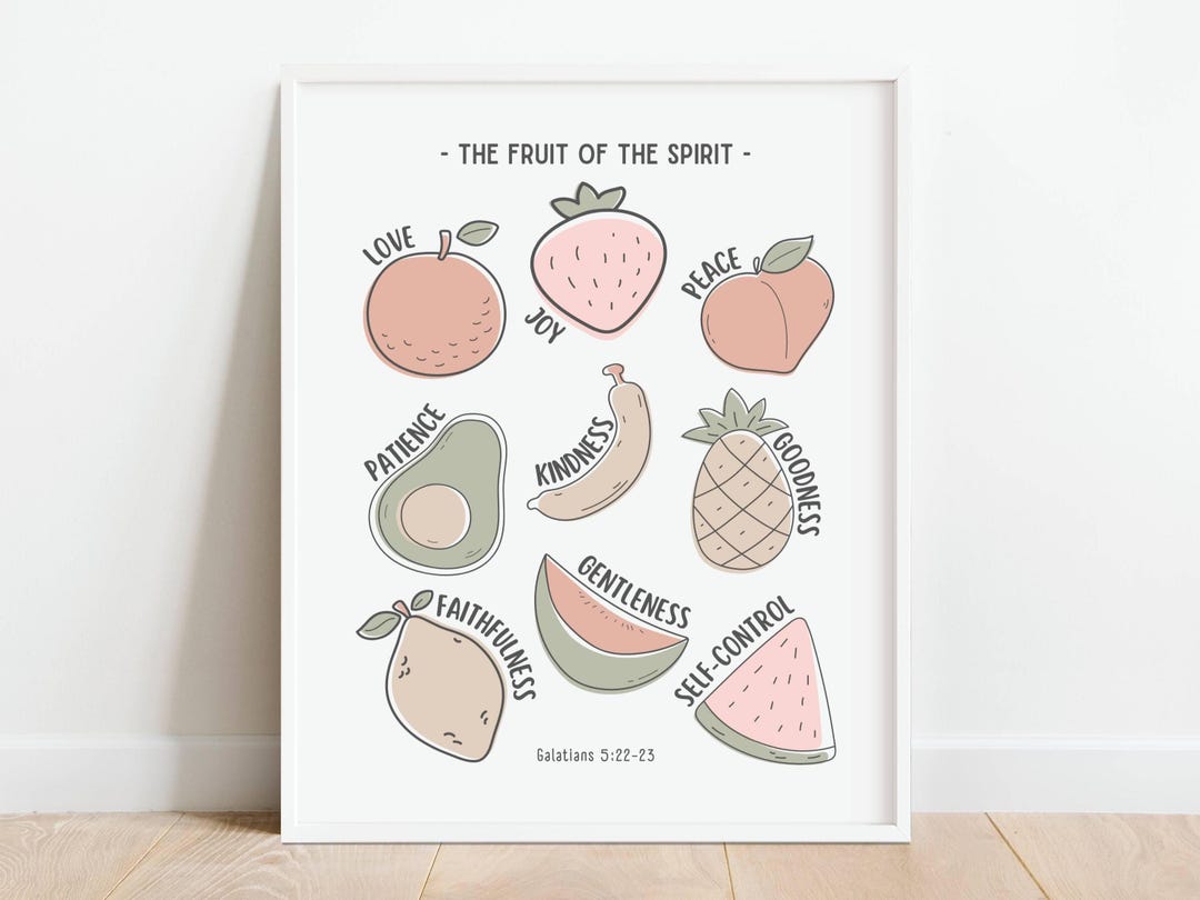 Fruit of the Spirit Poster, Pastel Christian Poster for Kids, Bible ...