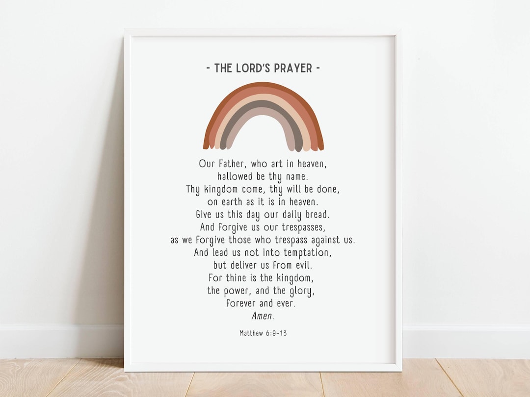 The Lord's Prayer Poster, Neutral Boho Christian Poster for Kids, Bible ...