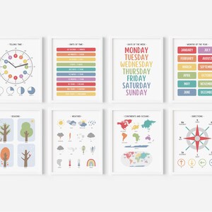 Rainbow Educational Poster Bundle Set of 8, Preschool Classroom Decor ...