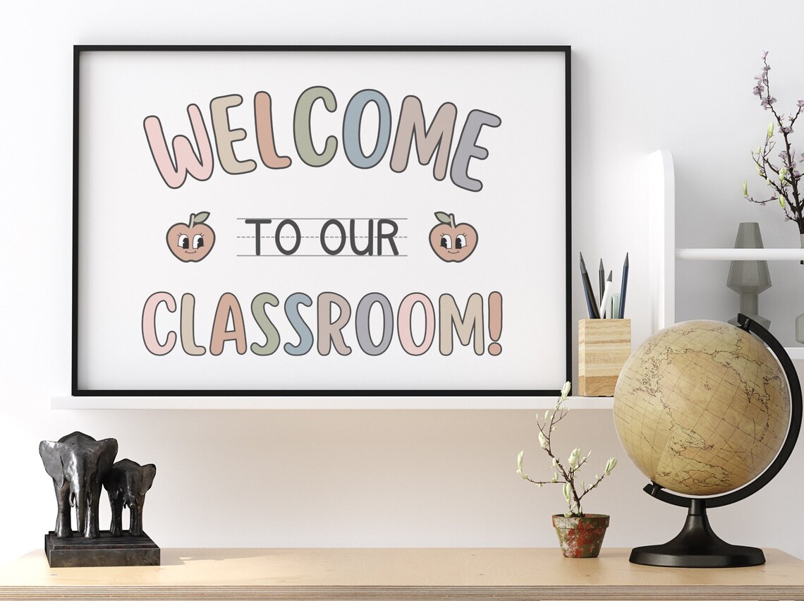 Pastel Classroom Welcome Sign, Back to School Classroom Decor, Teacher ...