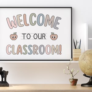 Pastel Classroom Welcome Sign, Back to School Classroom Decor, Teacher ...