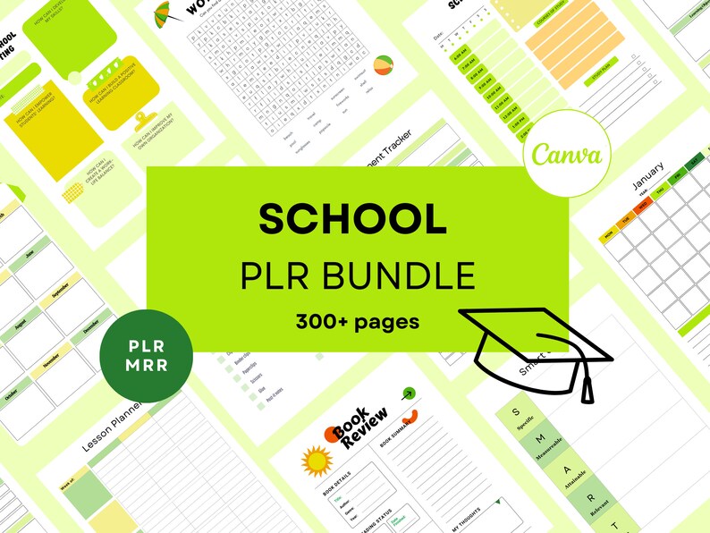 School Bundle PLR Canva Template Planners Journals Printable MRR Master ...