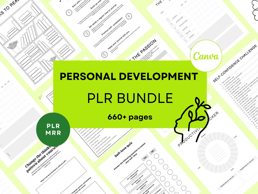 Personal Development Bundle PLR Canva Template Planners Journals ...