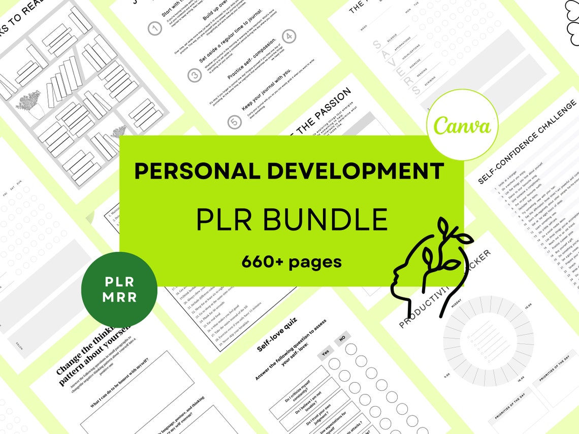 Personal Development Bundle PLR Canva Template Planners Journals ...
