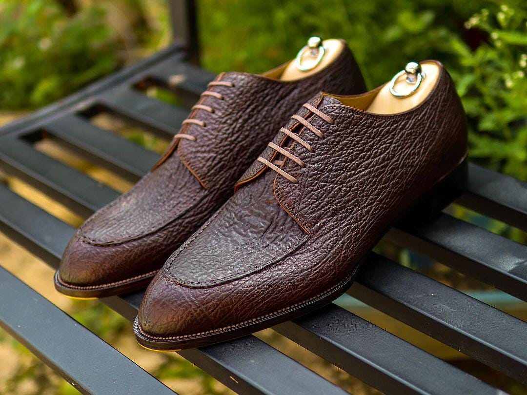 Split Toe Derby in Brown Exotic Leather Shoes Hand-welted, Hand-lasted ...