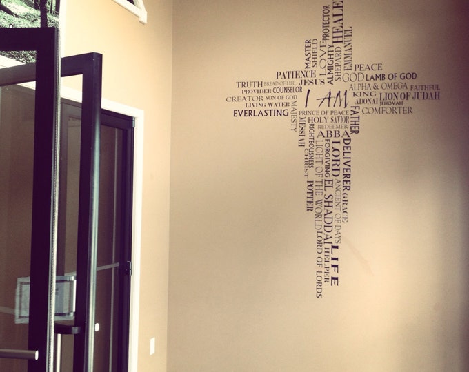 Names of God Cross Vinyl Wall Decal - Church Decor - Etsy