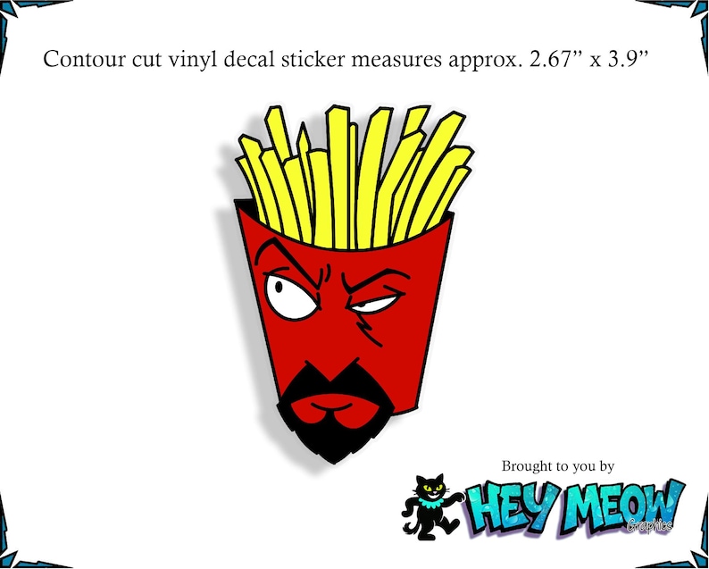 ATHF Aqua Teen Frylock Mad Fast Food Fry Guy Adult Cartoon Vinyl Decal ...