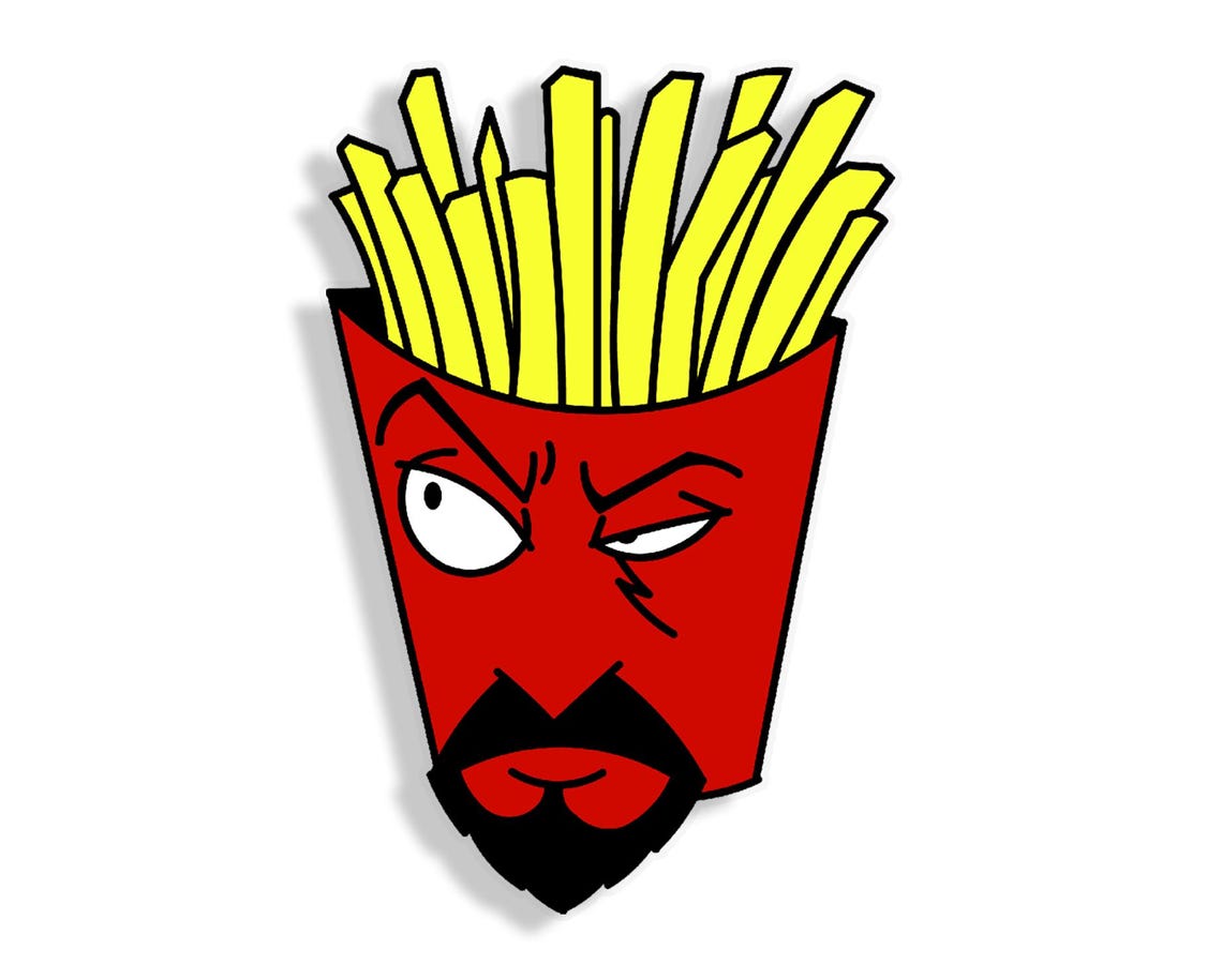 ATHF Aqua Teen Frylock Mad Fast Food Fry Guy Adult Cartoon Vinyl Decal ...