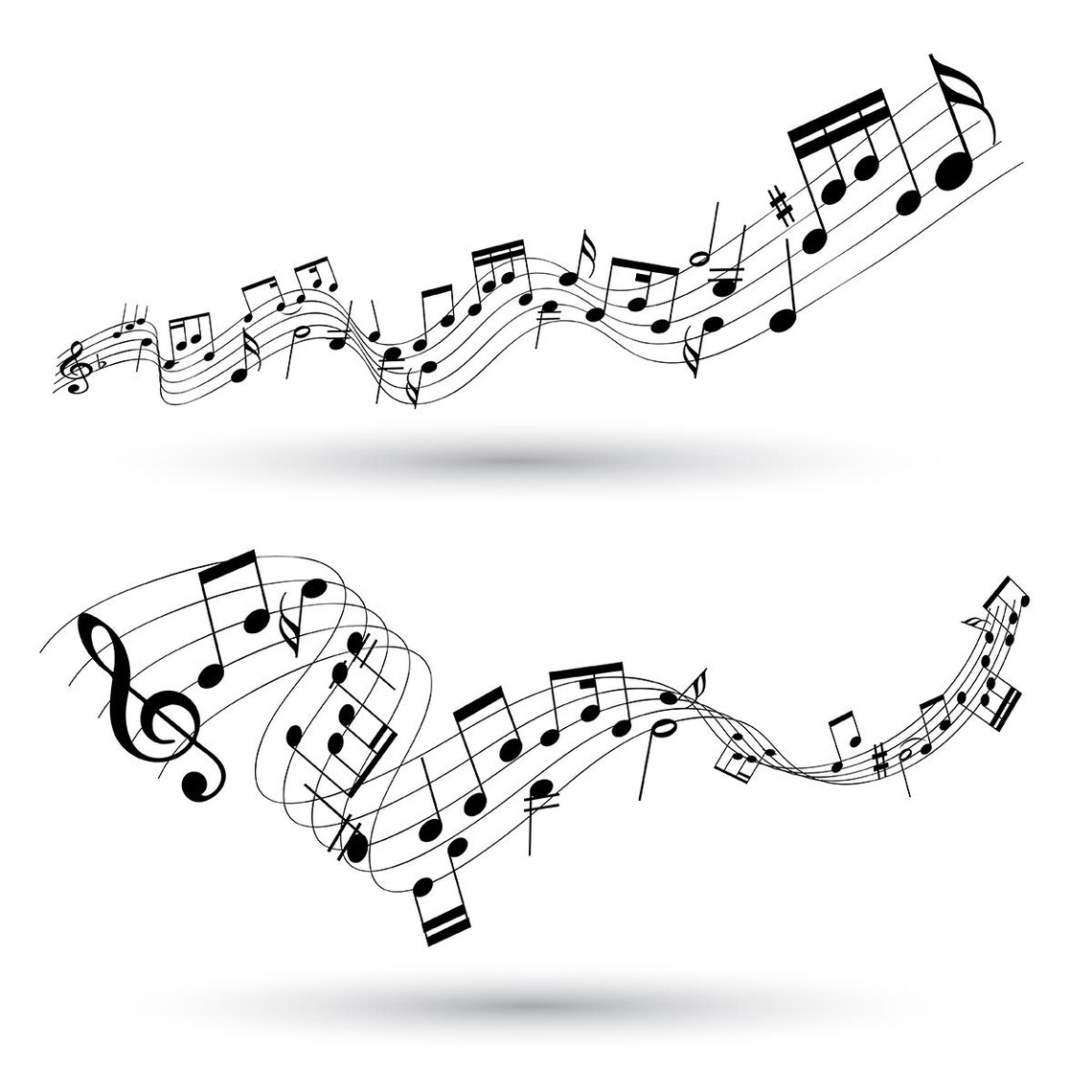 Abstract Music Notes Vector Design, Black and White (JPG, EPS) - Etsy
