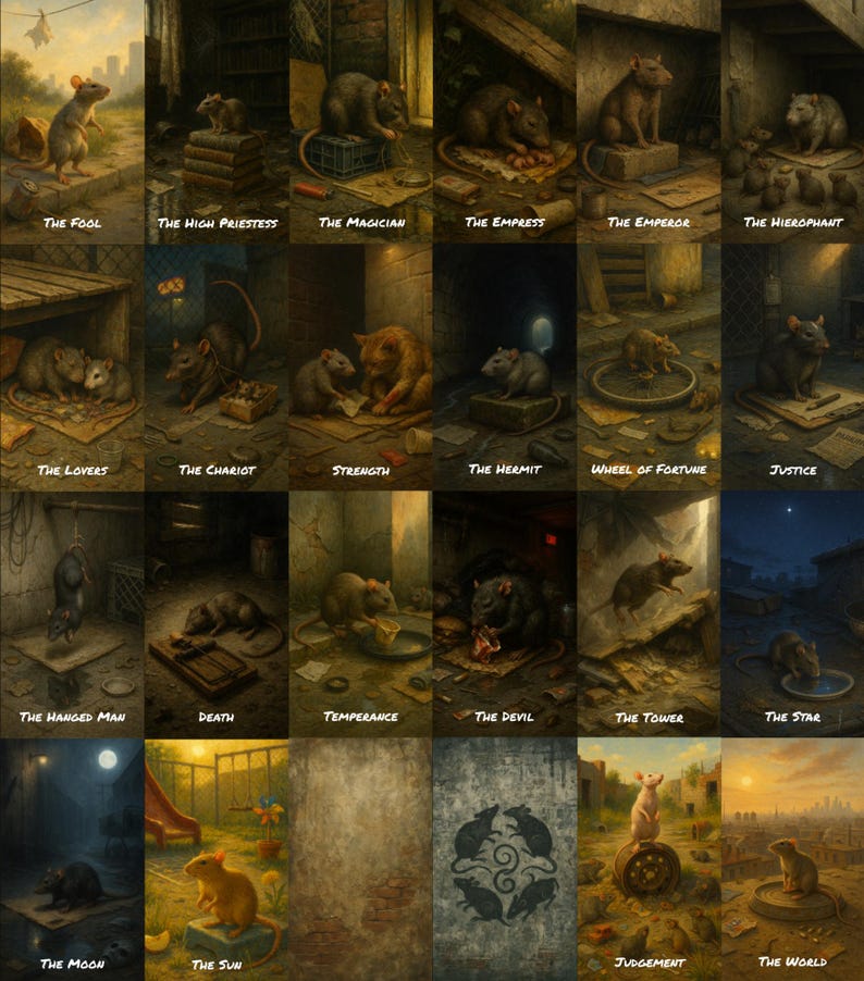 Stray Rats Tarot Deck: Gritty Urban Art, 78 Cards (digital Download PNG ...