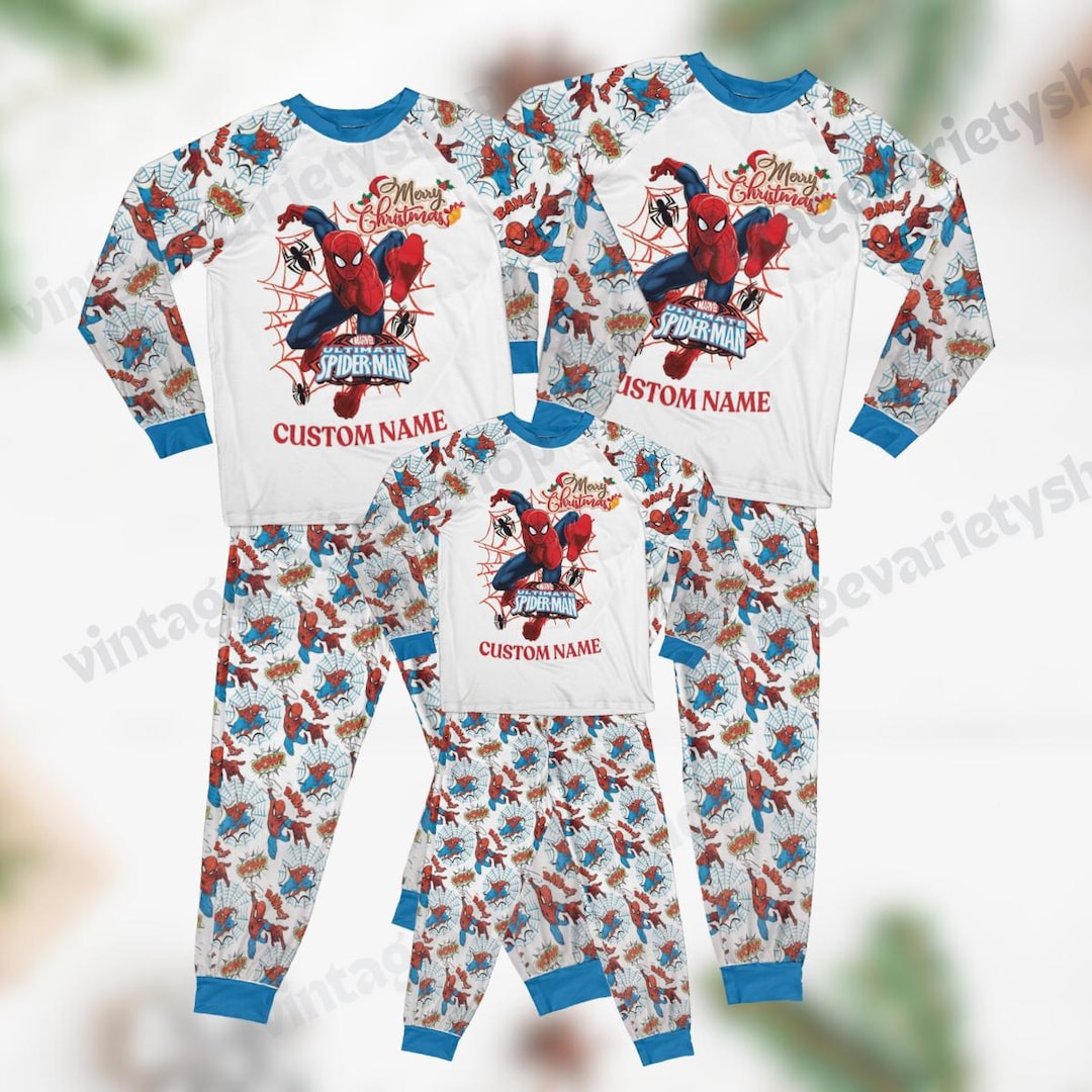 Personalized Spiderman Family Matching Pajamas, Christmas Pajamas for ...