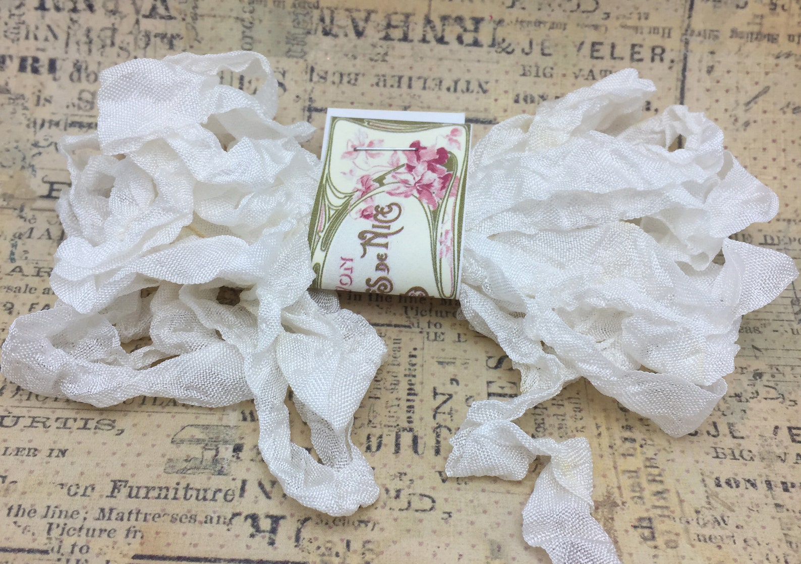 Scrunched Crinkled Chalk White Seam Binding 1/2" Inch Wide 5 Yards ...