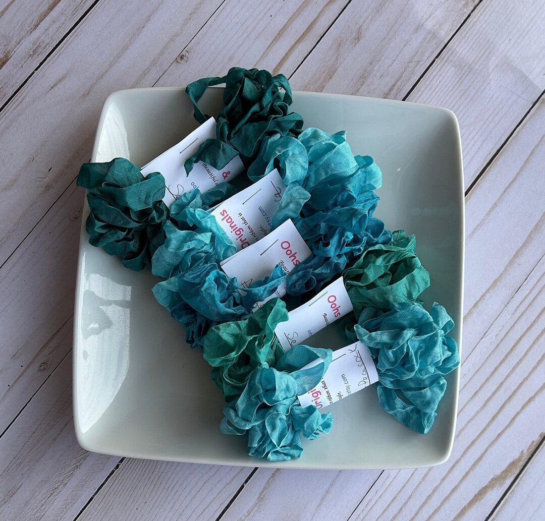 Scrunched Crinkled TURQUOISE Colors Seam Binding Ribbon 25 Yards ...