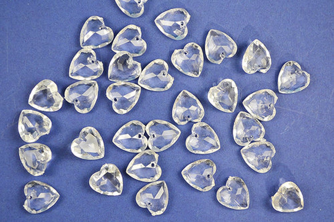 17 Mm Clear Transparent Acrylic Heart Beads. 20 Heart Beads. - Etsy