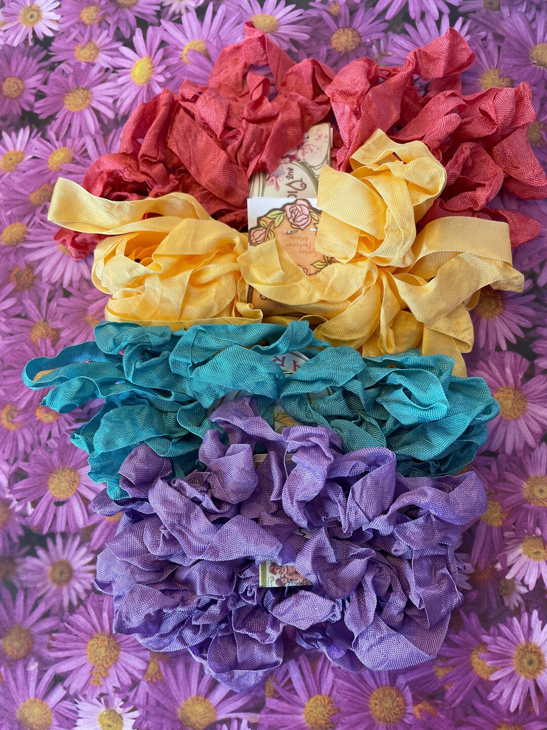 20 Yards Vintage Hug Snug Seam Binding Ribbon - SPRING FLOWERS, 5 Yards ...