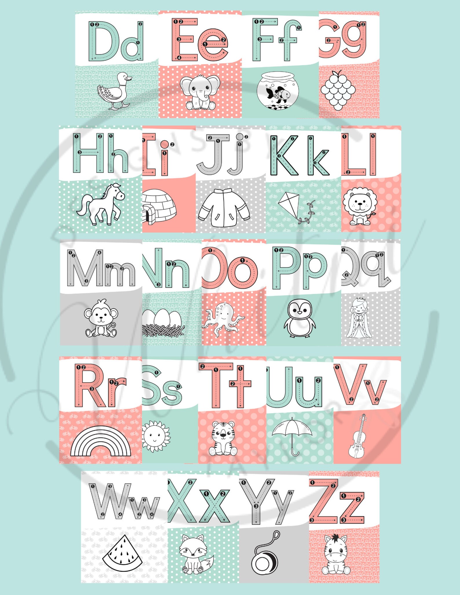 Alphabet Posters - Tracing Posters - Letter Formation - Etsy