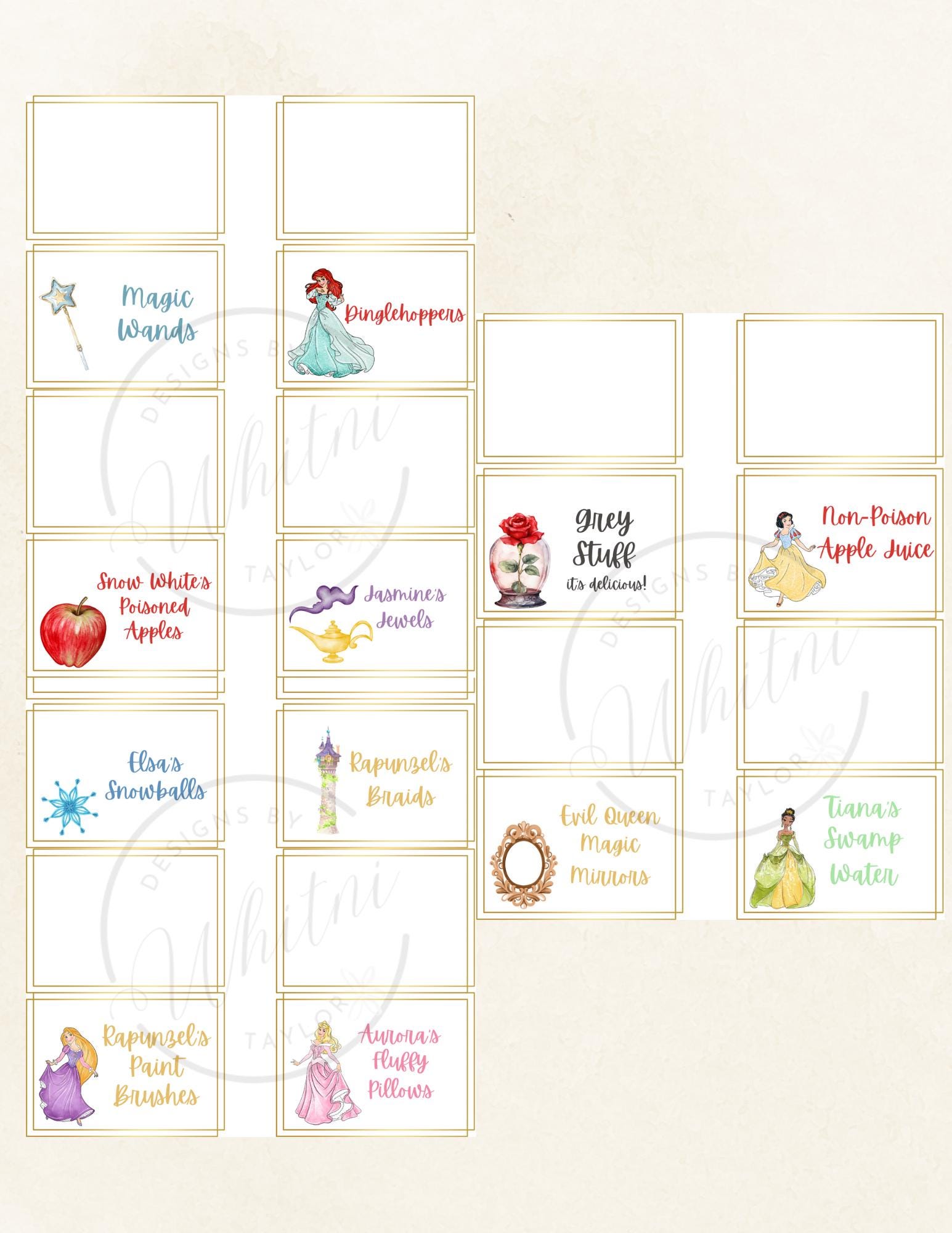 Princess Party Food and Party Labels - Etsy