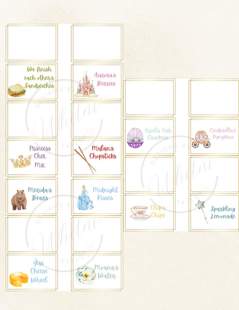Princess Party Food and Party Labels - Etsy