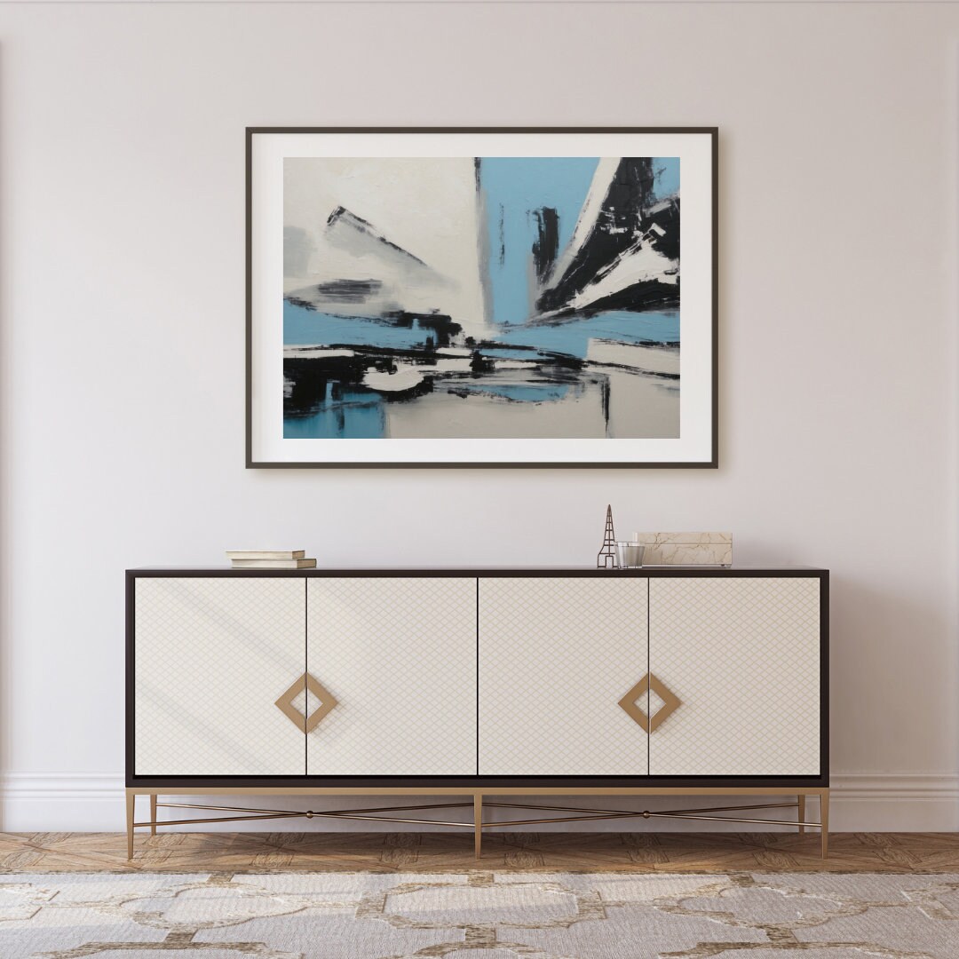 Cool Tones Abstract Wall Art Modern Framed Printed Poster Artistic ...