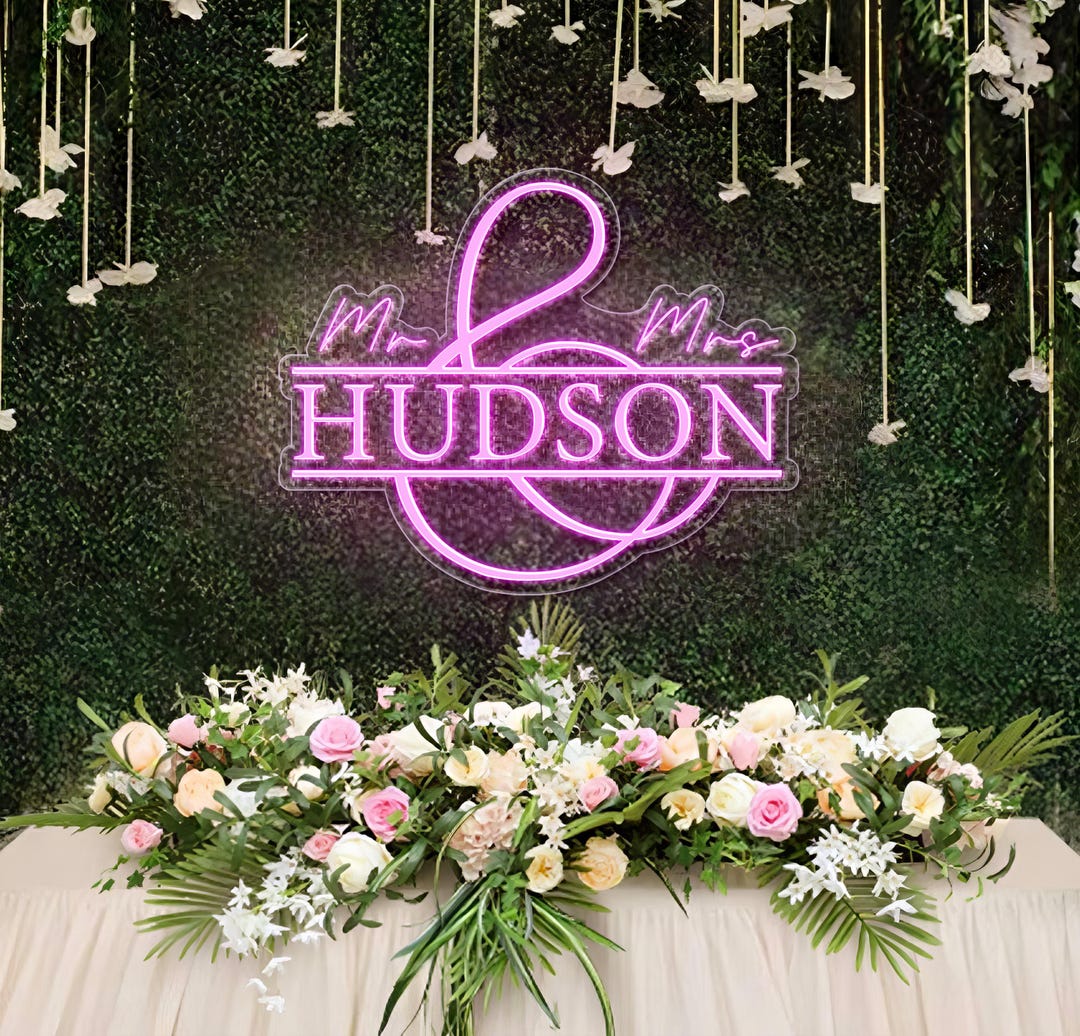 Custom Wedding Name Neon Sign | Battery Operated LED Wedding Sign ...