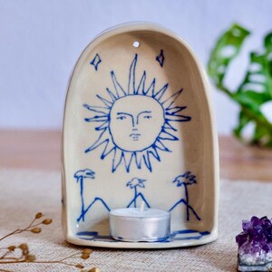 Sun Altar, Ceramic Altar Shelf, Ceramic Wall Hanging, Candle Shelf ...