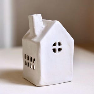 Tealight House Template Slab Pottery DIY Christmas Village Clay House ...
