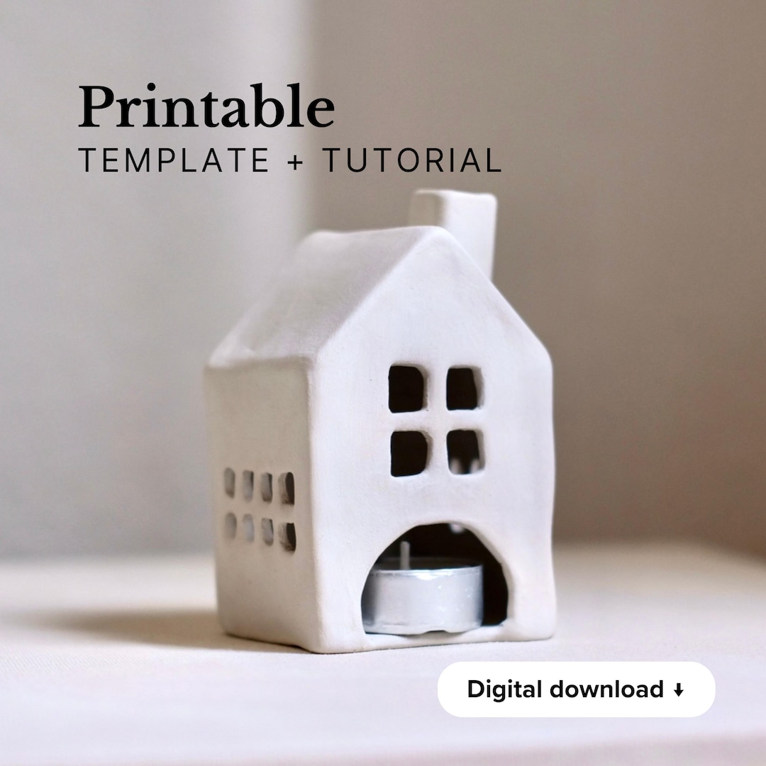 Tealight House Template Slab Pottery DIY Christmas Village Clay House ...