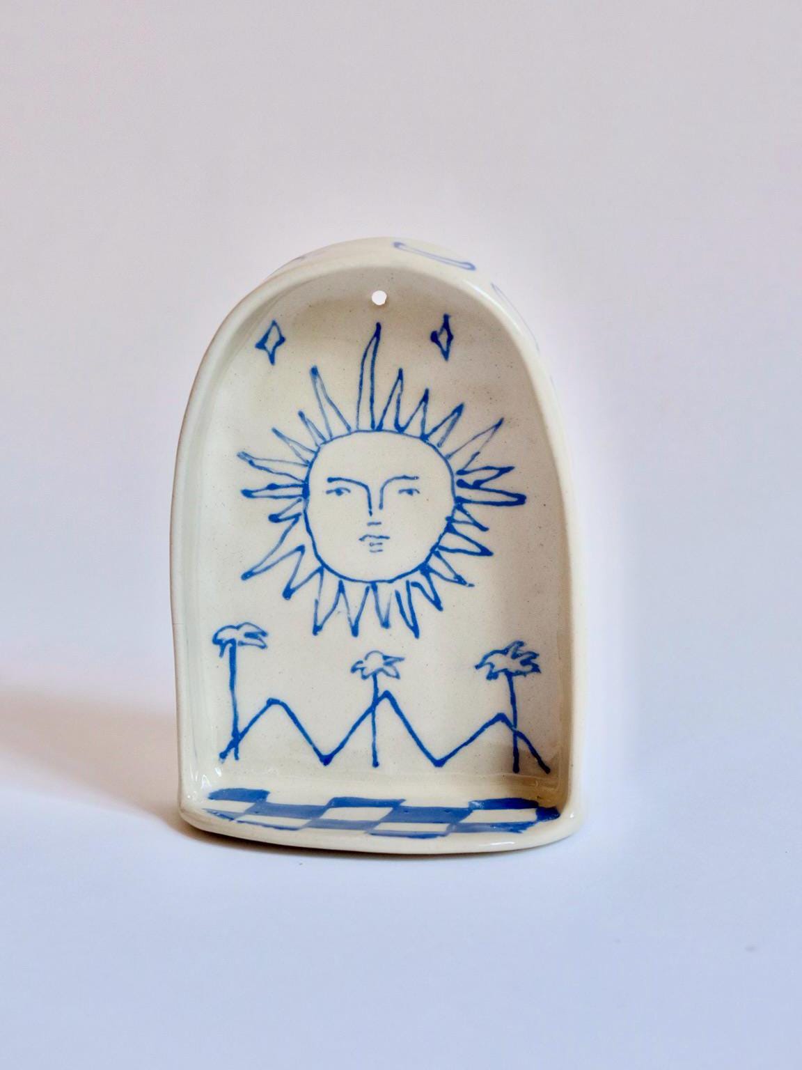 Sun Altar, Ceramic Altar Shelf, Ceramic Wall Hanging, Candle Shelf ...