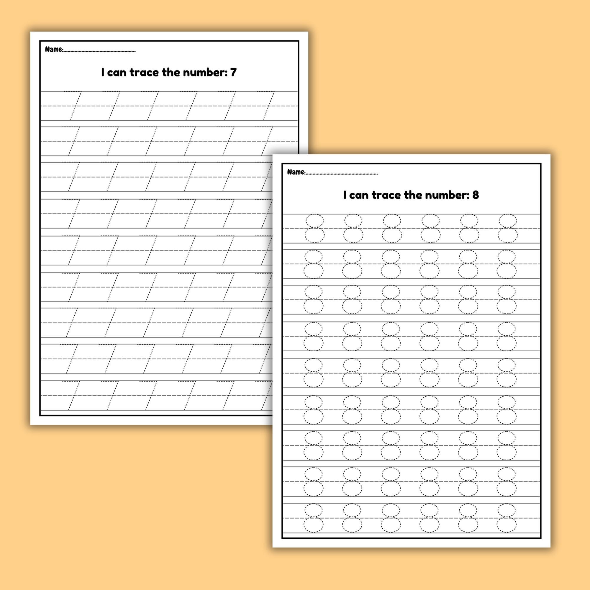 Number Tracing Sheet ,handwriting Practice ,number Tracing,tracing ...