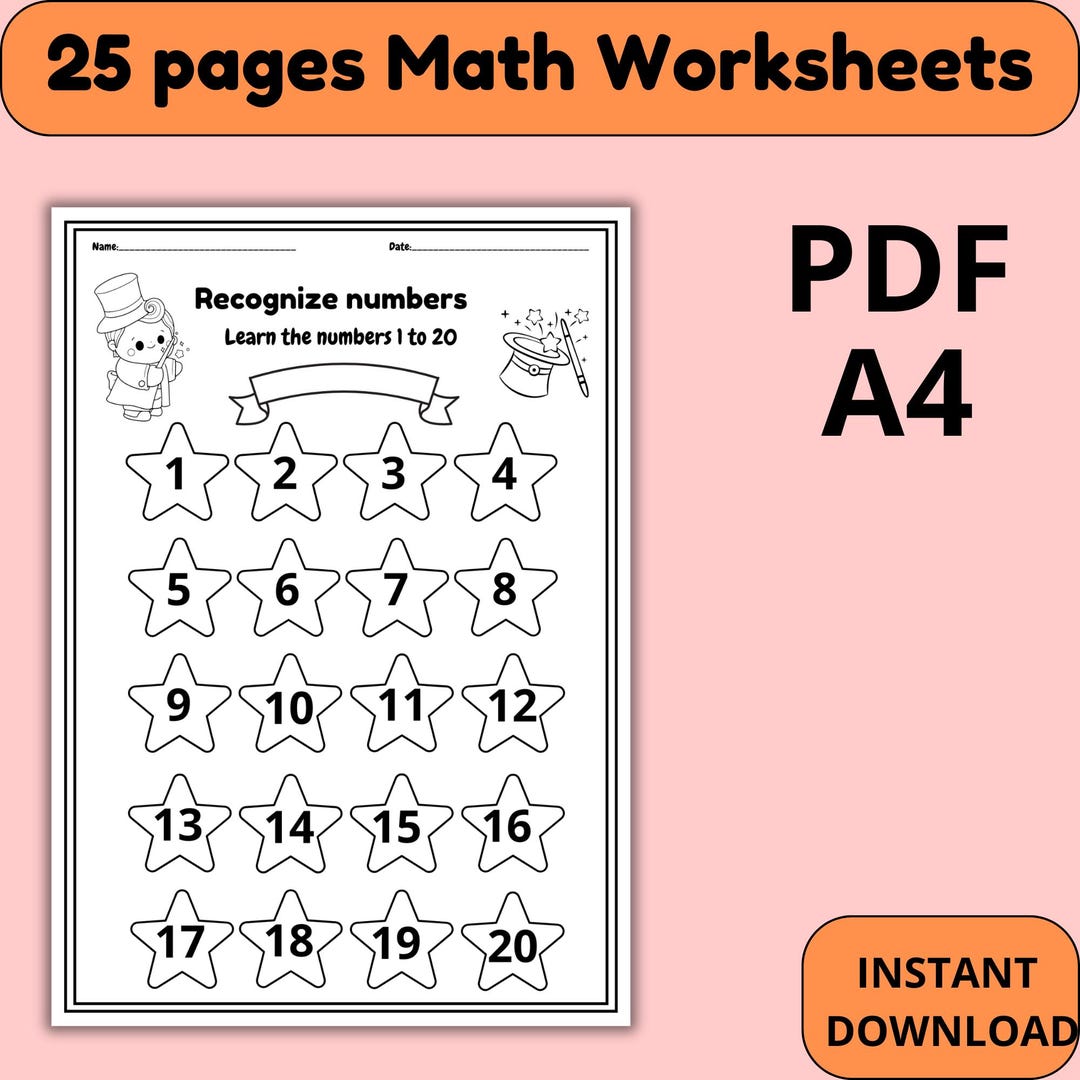 25 Pages of Math Worksheets, First Grade, Kindergarten, Preschool ...