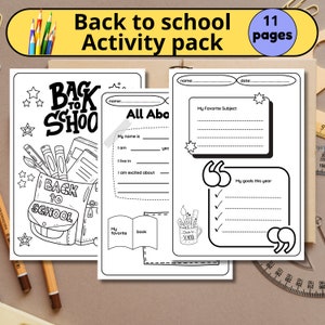 Back to School Activity Sheet Printable Kids Activity Book, First Day ...