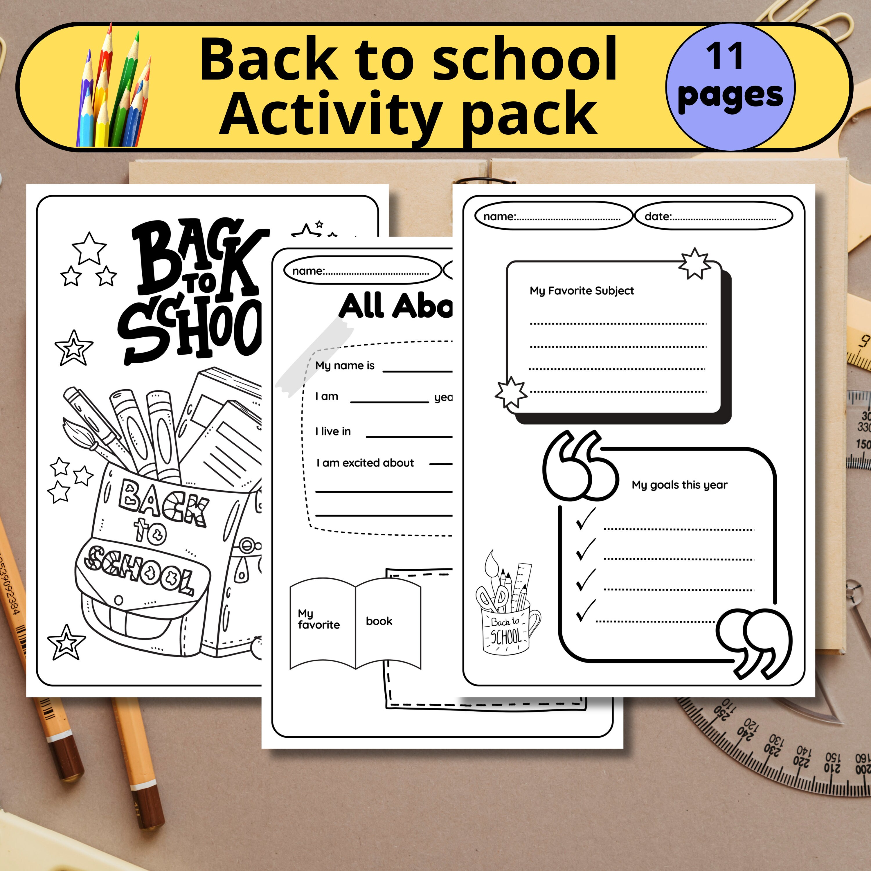Back to School Activity Sheet Printable Kids Activity Book, First Day ...