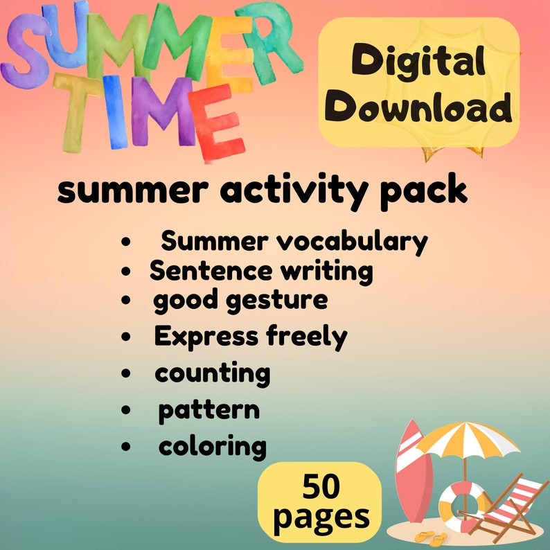 Summer Activities for Kids, Summer Activity Sheets for Kids, Printable ...