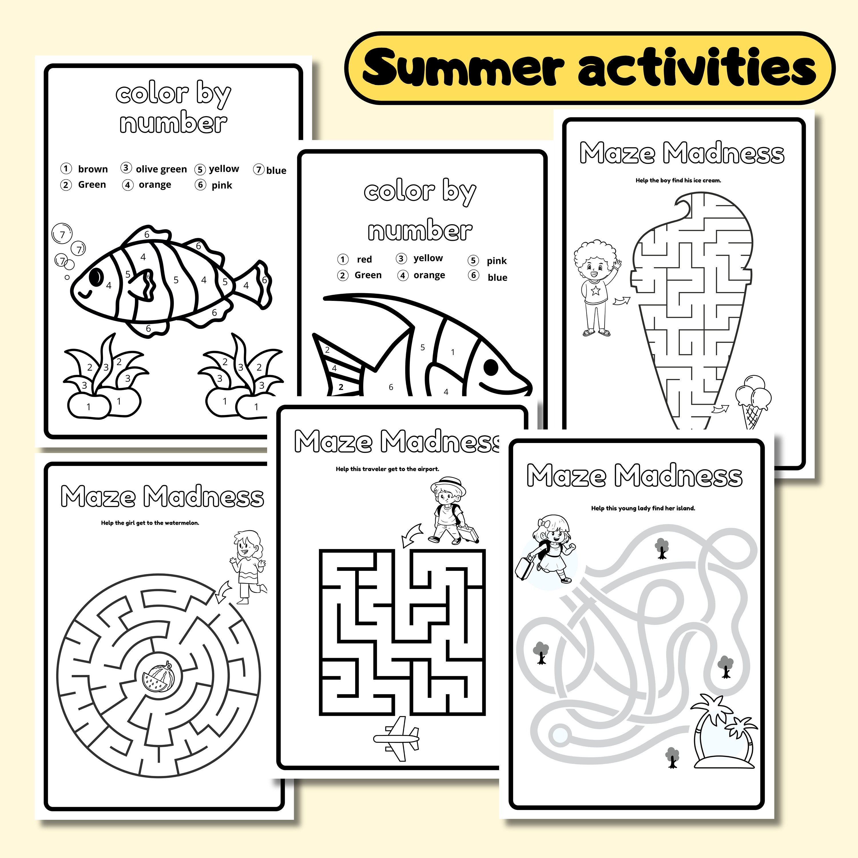 Summer Activity Pack for Children, 30 Printable Pages,summer Vacation ...