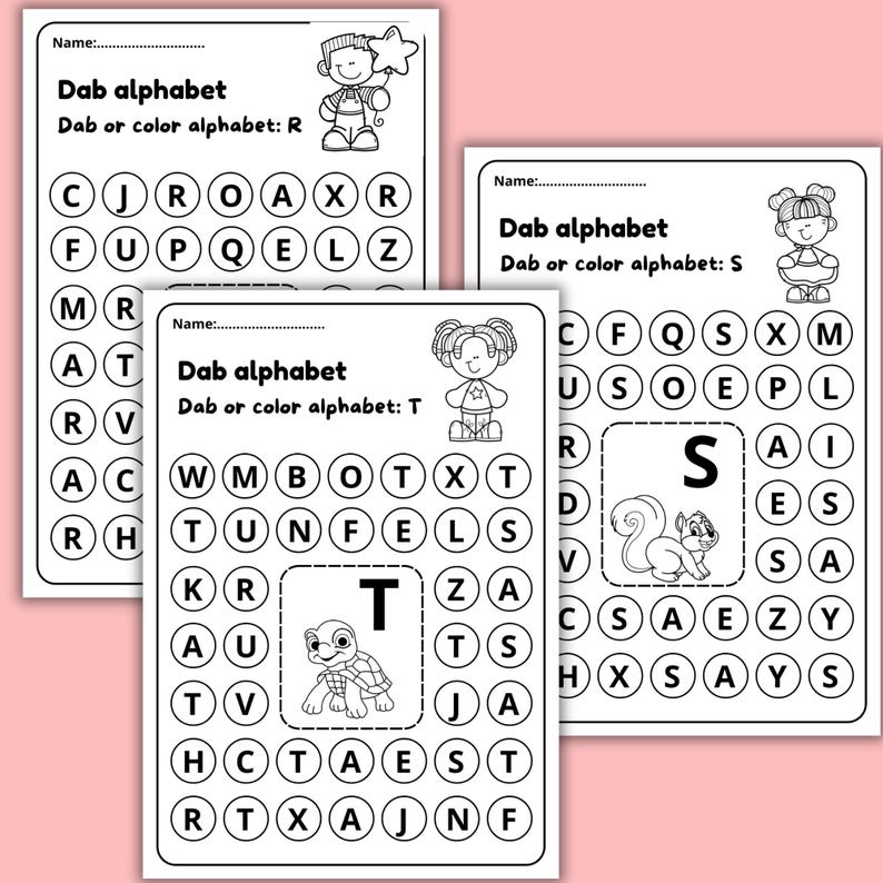 Alphabets, Printable Worksheets, Instant Download, Kindergarten, 1st ...