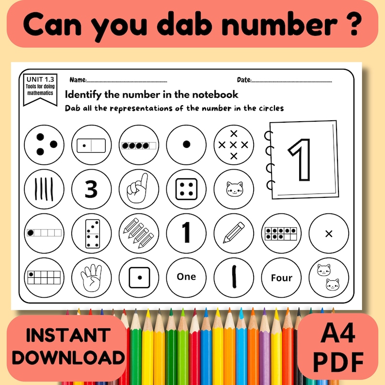 10 Math Worksheets, Dab Numbers, Activity Sheets,tools Mathematics,prek ...