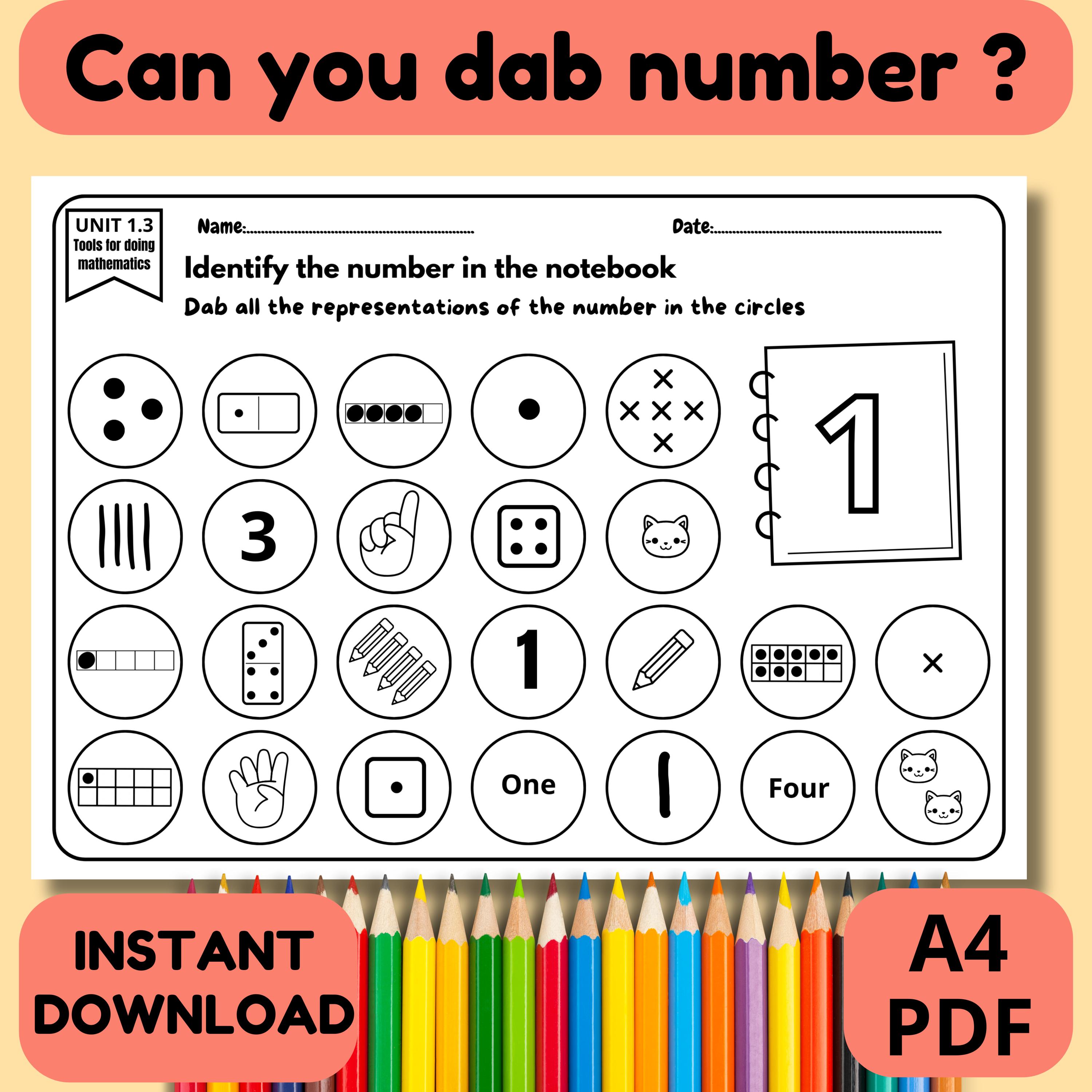 10 Math Worksheets, Dab Numbers, Activity Sheets,tools Mathematics,prek ...