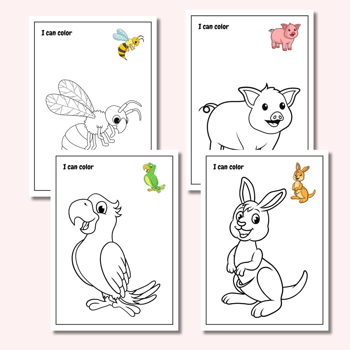 Animal Coloring Pages: 40 Kids Activity Sheets (PDF) - Etsy