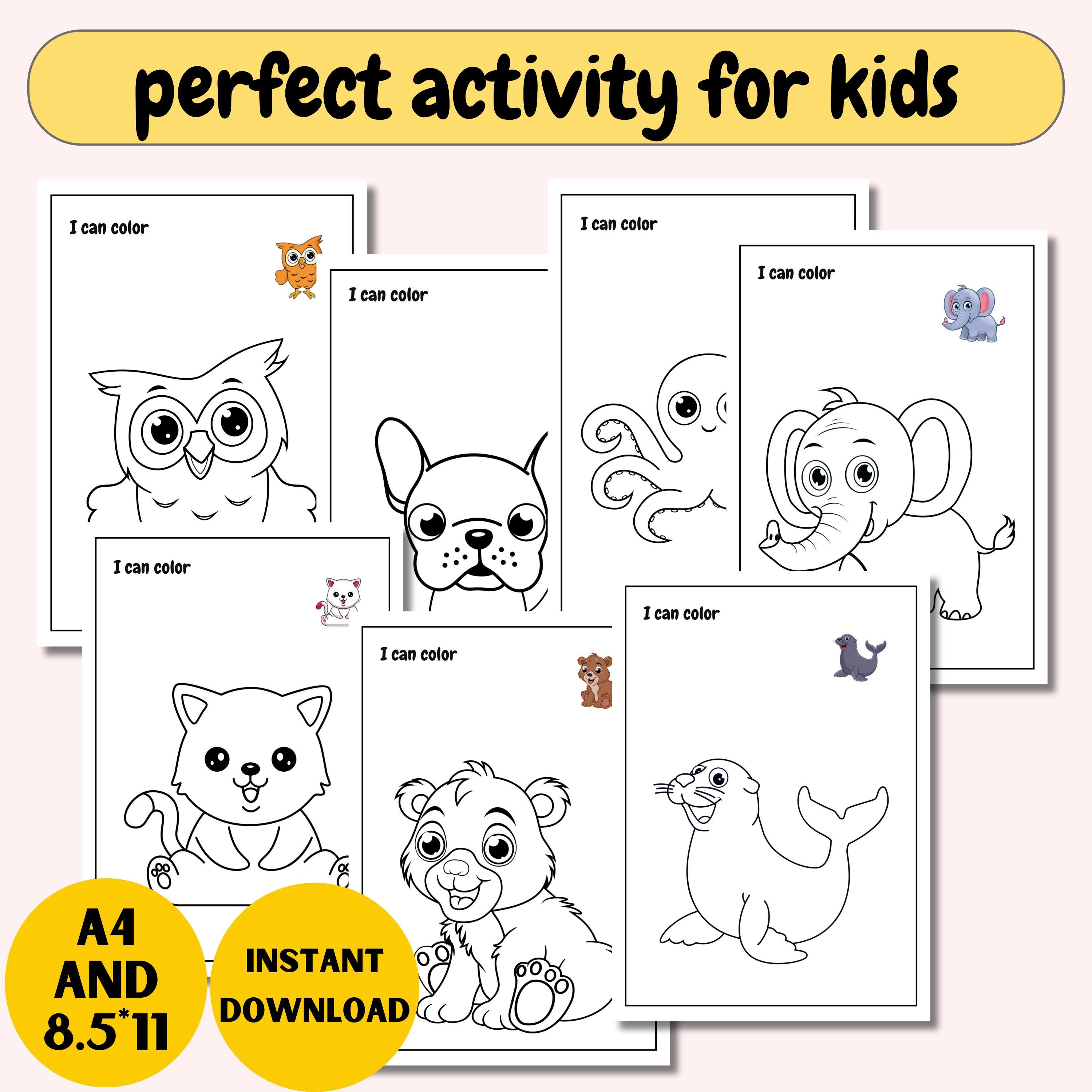 Animal Coloring Pages: 40 Kids Activity Sheets (PDF) - Etsy