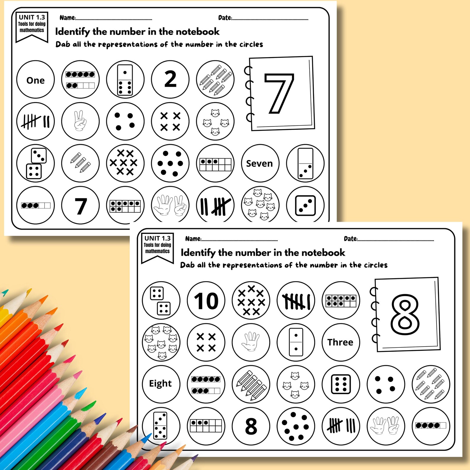 10 Math Worksheets, Dab Numbers, Activity Sheets,tools Mathematics,prek ...