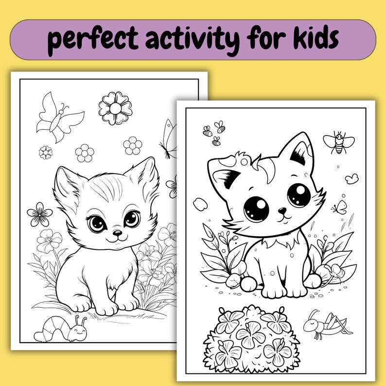 20 Cute Cat Coloring Pages for Kids, Printable Activities, Easy ...