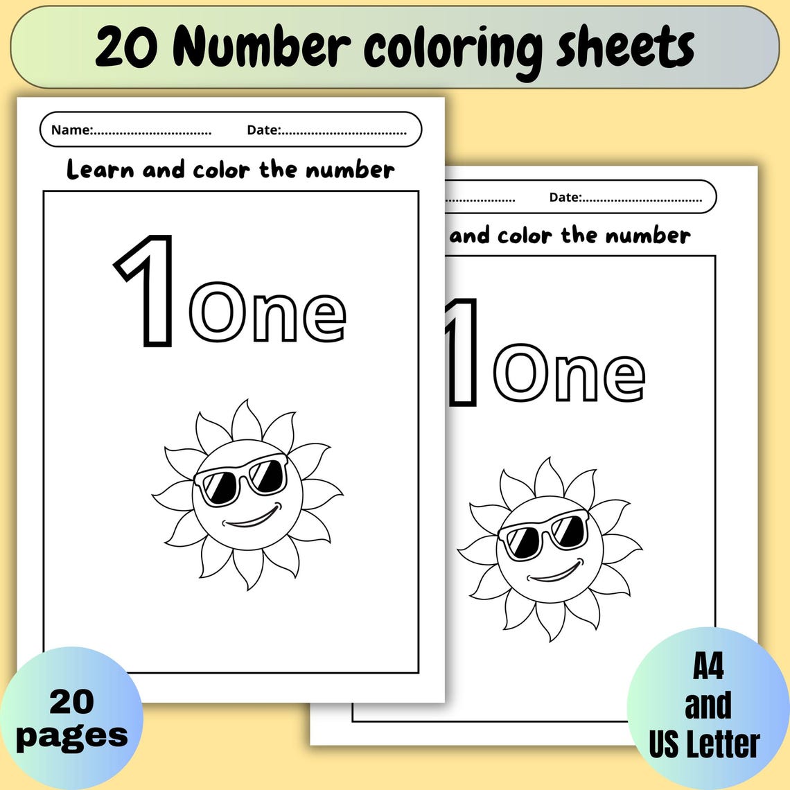 Summer Number Coloring Pages: Kids Preschool Printable (PDF) - Etsy