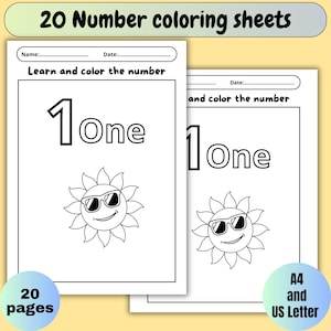 Summer Number Coloring Pages: Kids Preschool Printable (PDF) - Etsy