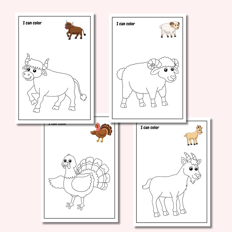 Animal Coloring Pages: 40 Kids Activity Sheets (PDF) - Etsy
