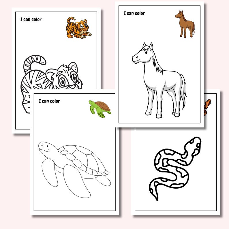 Animal Coloring Pages: 40 Kids Activity Sheets (PDF) - Etsy