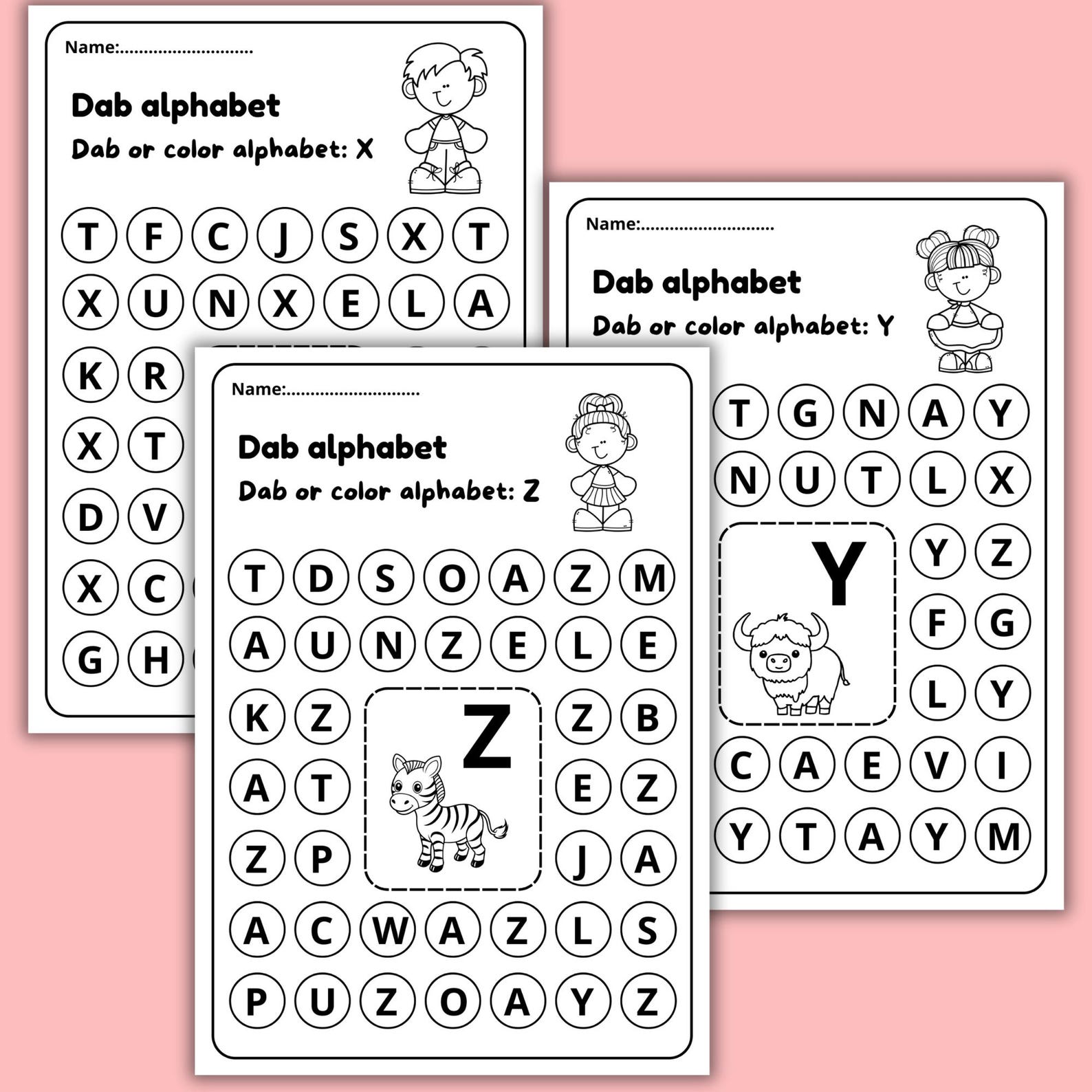 Alphabets, Printable Worksheets, Instant Download, Kindergarten, 1st ...