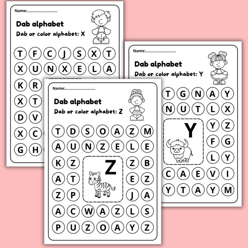Alphabets, Printable Worksheets, Instant Download, Kindergarten, 1st ...